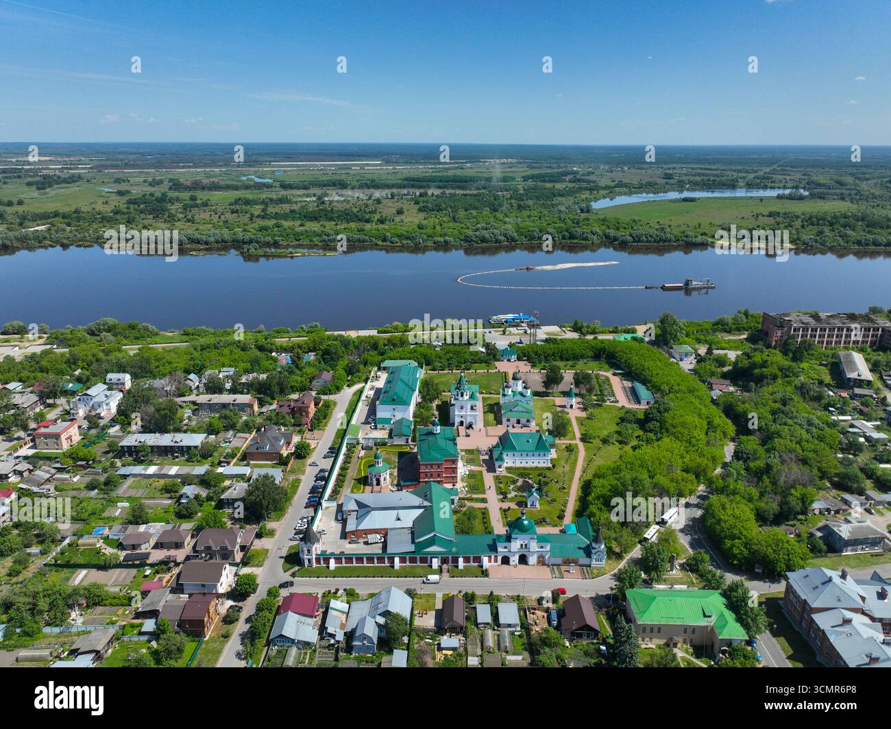 A high-altitude aerial view of the Transfiguration Monastery complex ...