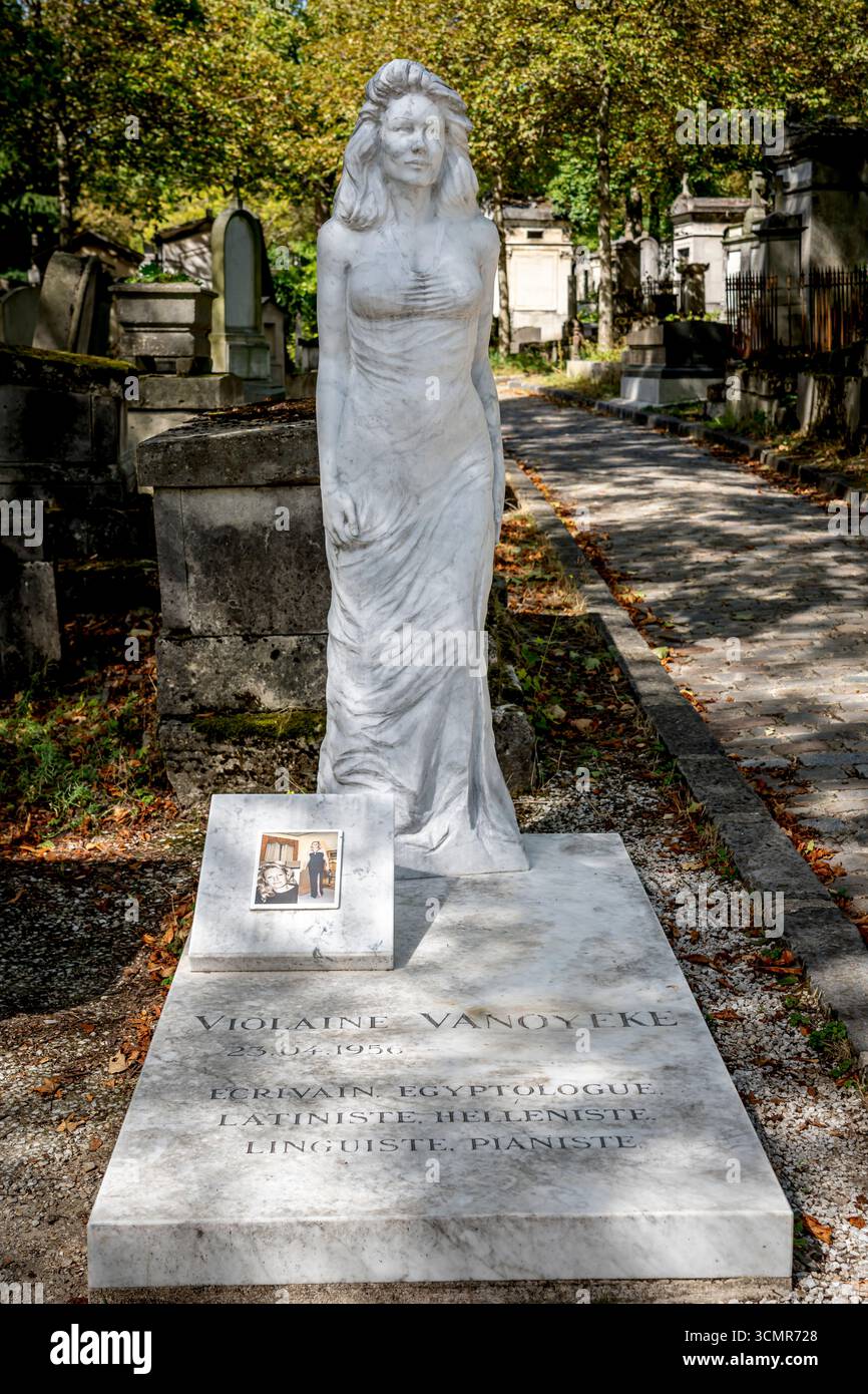 Paris, France - 09 06 2025: Père-Lachaise Cemetery. The tomb of the ...