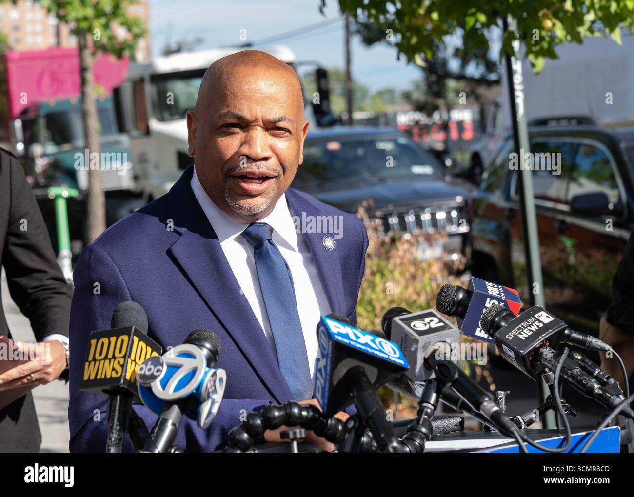 Speaker of the New York State Assembly Carl Heastie speaks as he ...