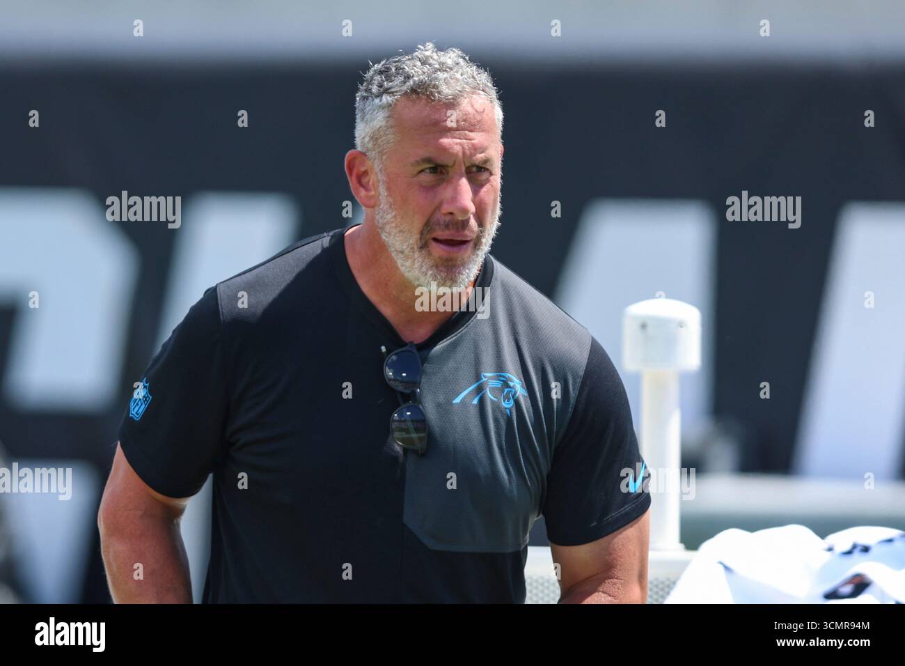 Carolina Panthers tight ends coach Pat McPherson walks the sideline ...