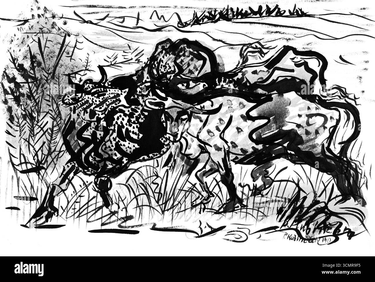 Farm pasture animals in Black and White Stock Photos & Images - Alamy