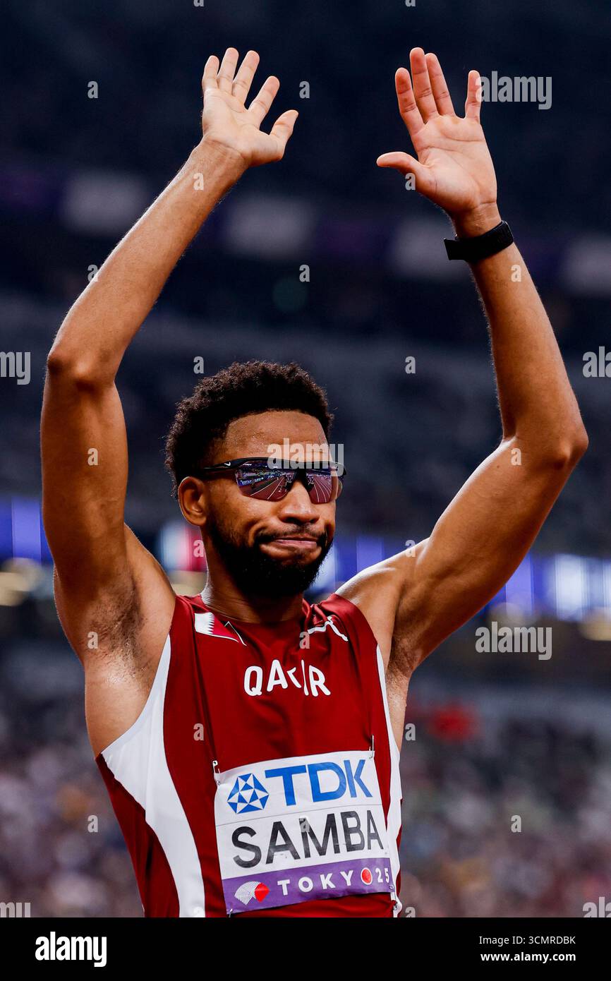 Abderrahman Samba of Qatar competing in the Men's 400 Metres Hurdles ...