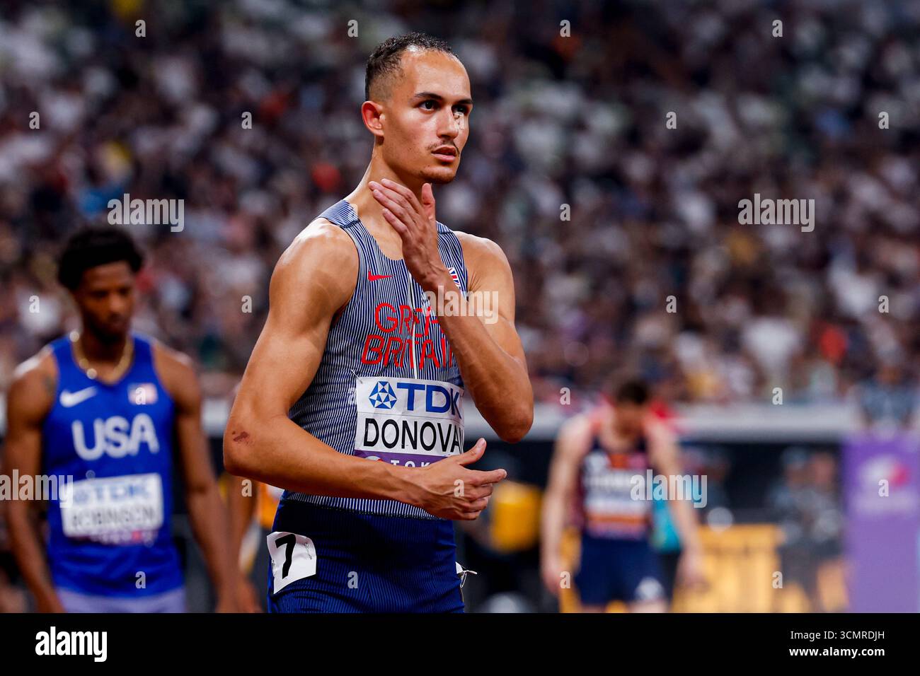 Tyri Donovan of Great Britain competing in the Men's 400 Metres Hurdles ...