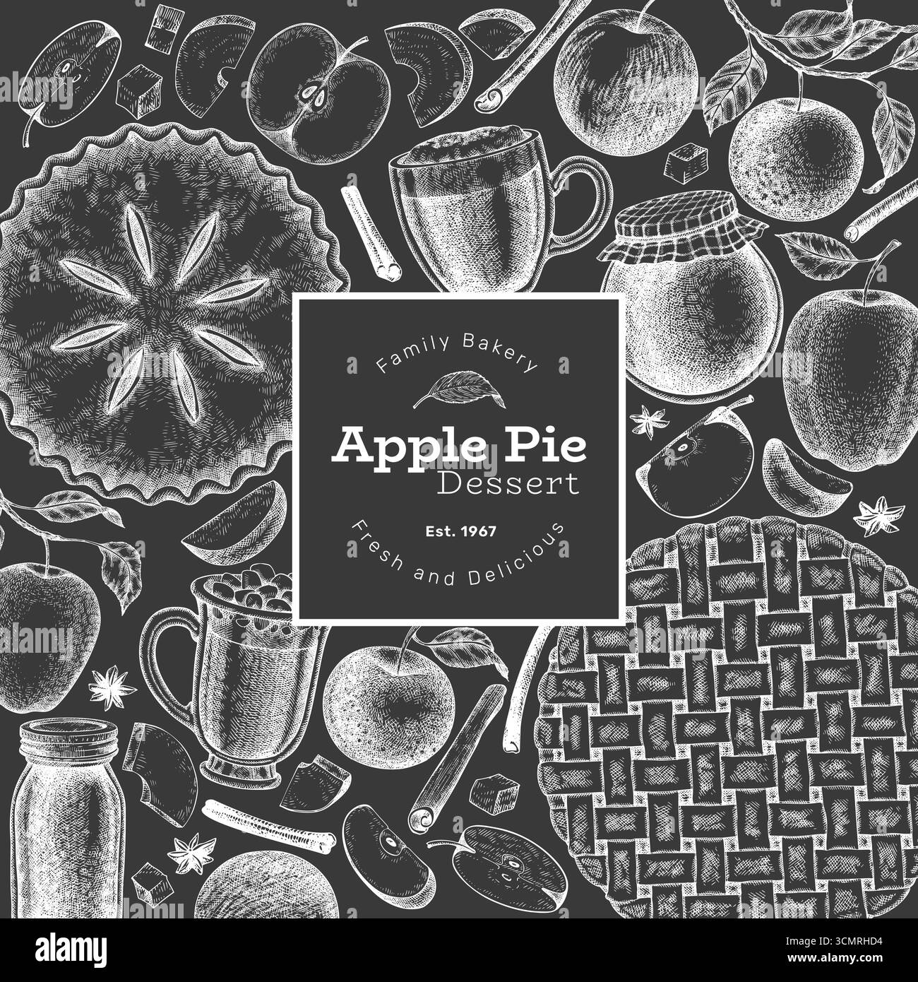 Hand Drawn Vector Apple Pie Illustration. Not AI Generated. Autumn ...