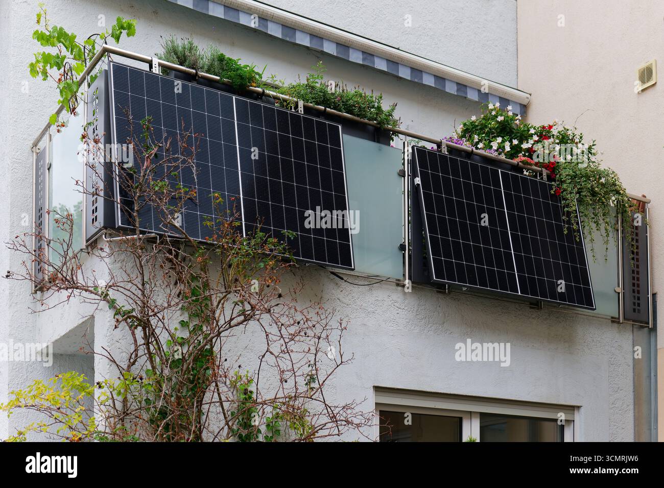 Balcony with solar panels in Forchheim, Bavaria, Germany Stock Photo ...