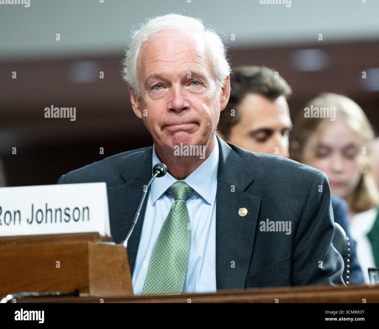 U.S. Senator Ron Johnson (R-WI) speaking at a hearing of the Senate ...