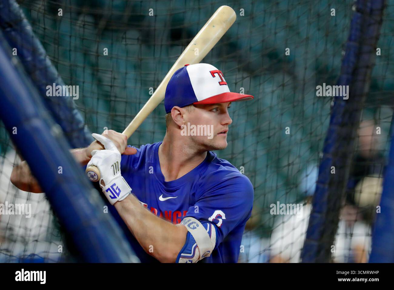 Texas Rangers' Josh Jung during batting practice before a baseball game ...