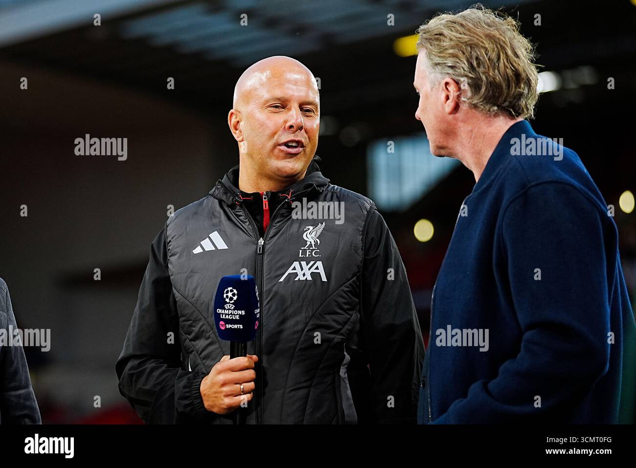 Liverpool manager Arne Slot ahead of the UEFA Champions League match at Anfield, Liverpool ...
