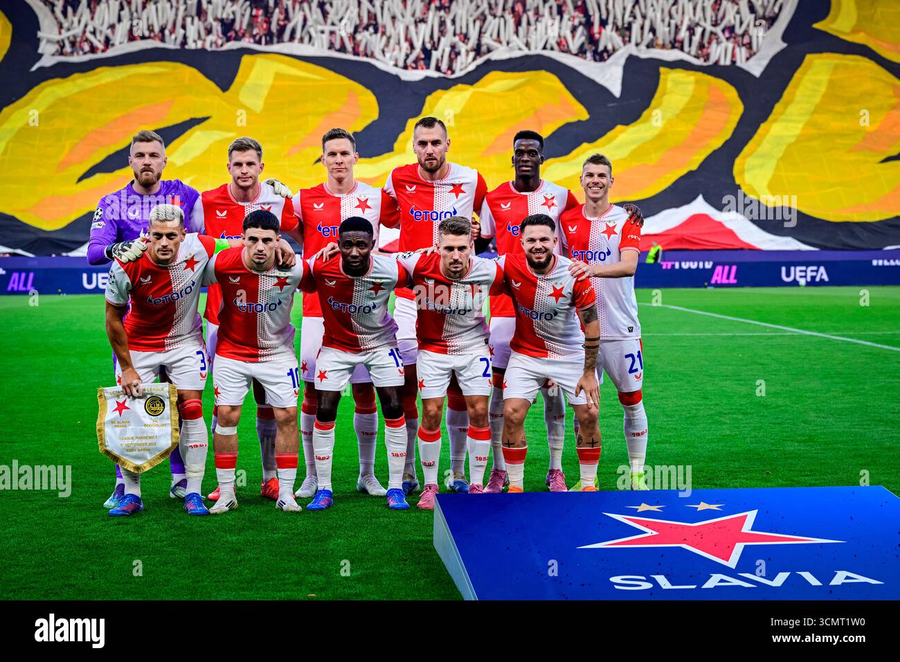 Soccer players of SK Slavia Praha pose for team photo prior to the ...