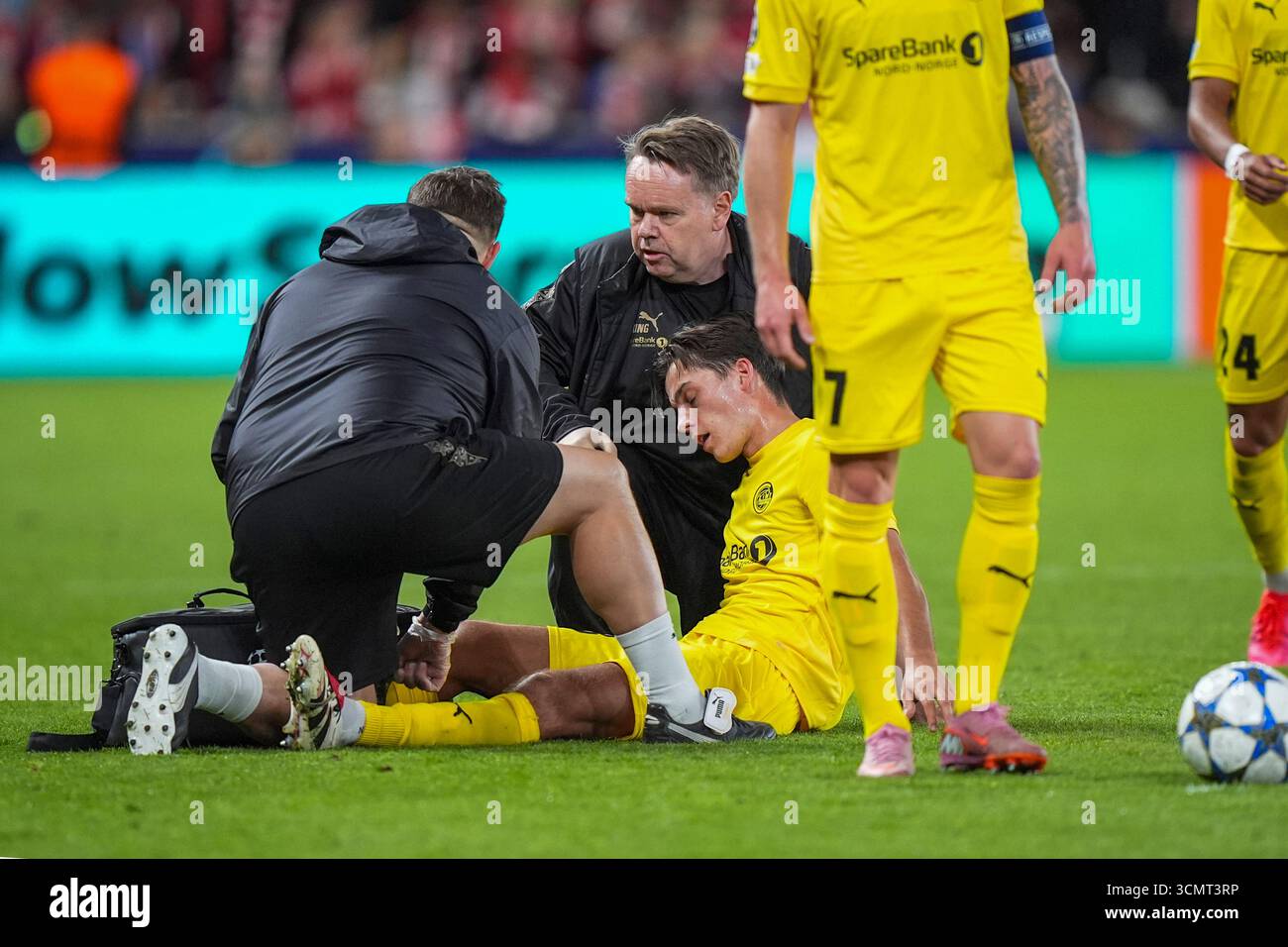 Prague, Czech Republic 20250917. Bodø/Glimt's Sondre Brunstad Fet down ...