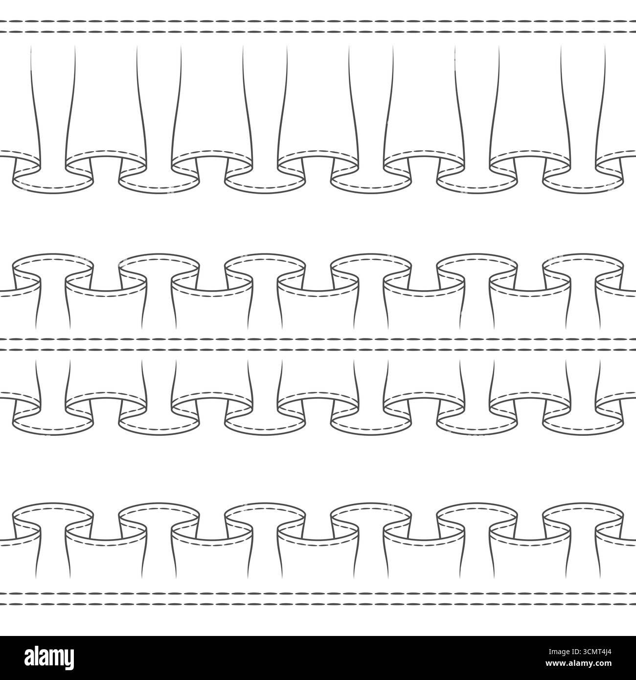 Horizontal seamless pattern with frills, ruffles, and fabric. Set of ...