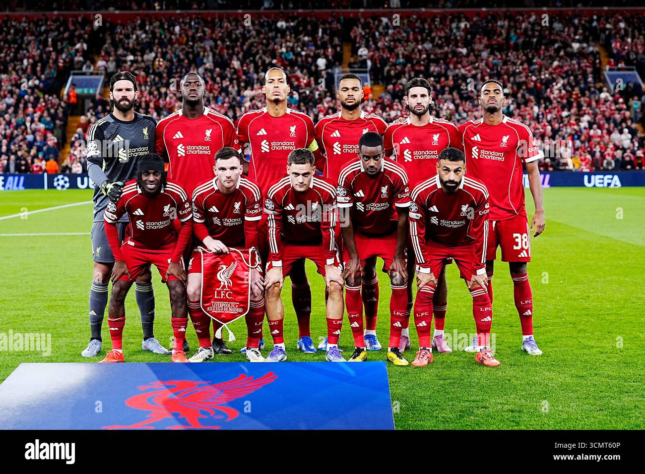 Liverpool players pose for a team photo during the UEFA Champions ...