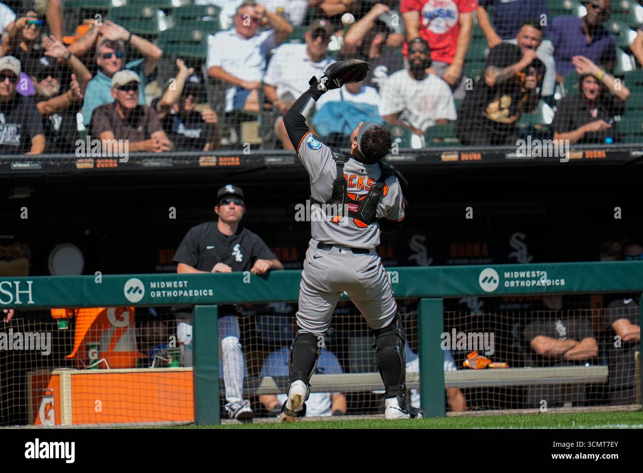 Baltimore Orioles catcher Alex Jackson (70) catches a pop out from ...