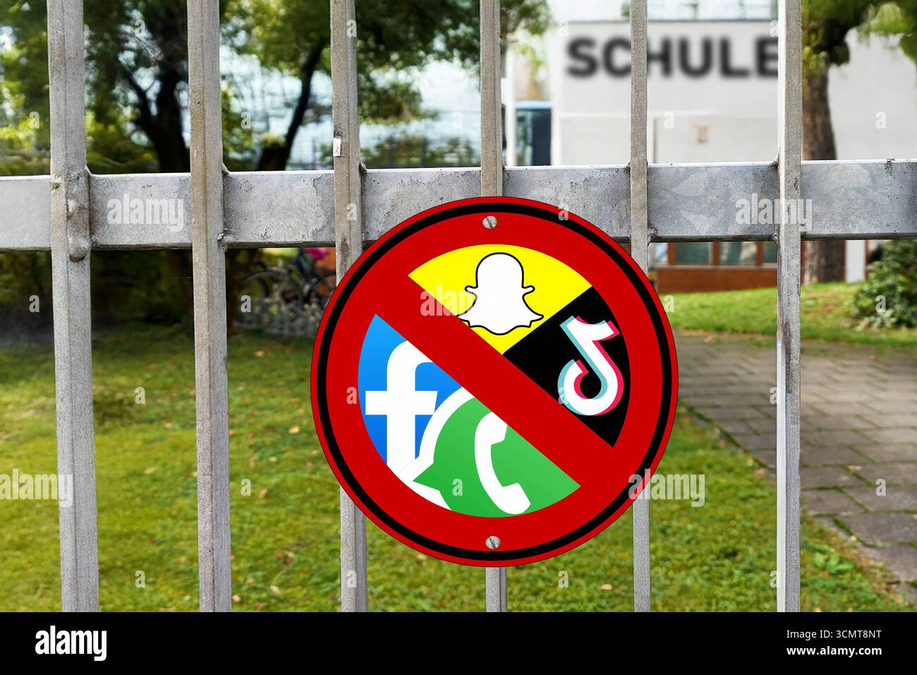 Germany - September 17, 2025: PHOTO MONTAGE, A round sign with crossed ...