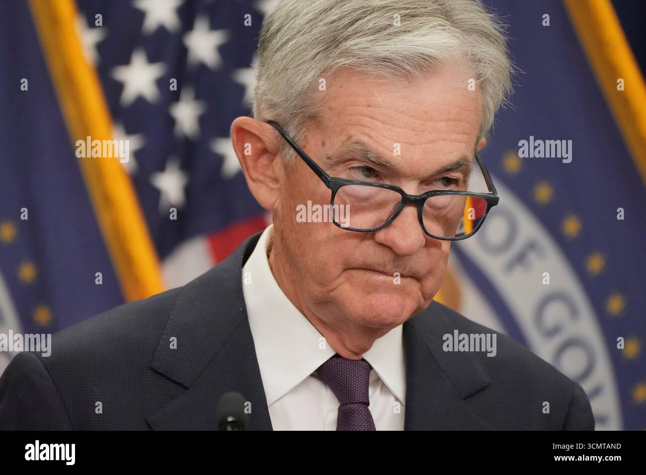 Federal Reserve Chairman Jerome Powell speaks during a news conference ...