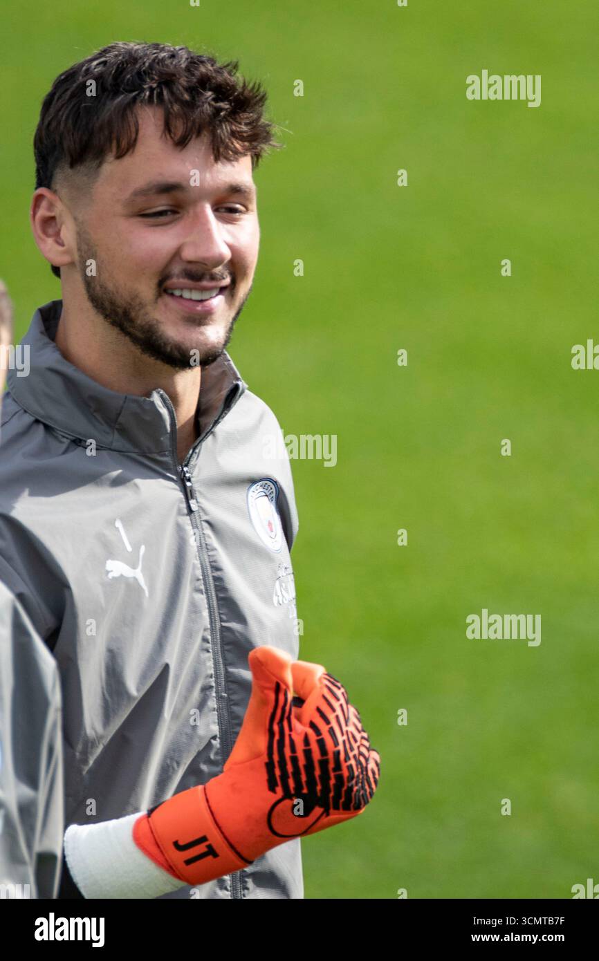 James Trafford #1 (GK) of Manchester City F.C. during the Manchester ...