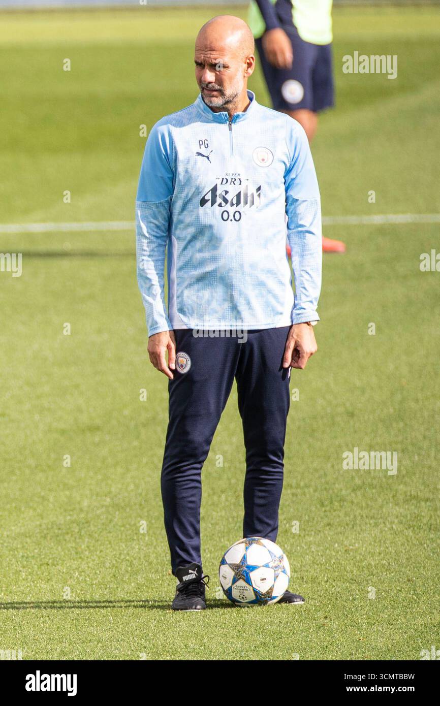 Manchester City F.C. manager Pep Guardiola during the Manchester City ...