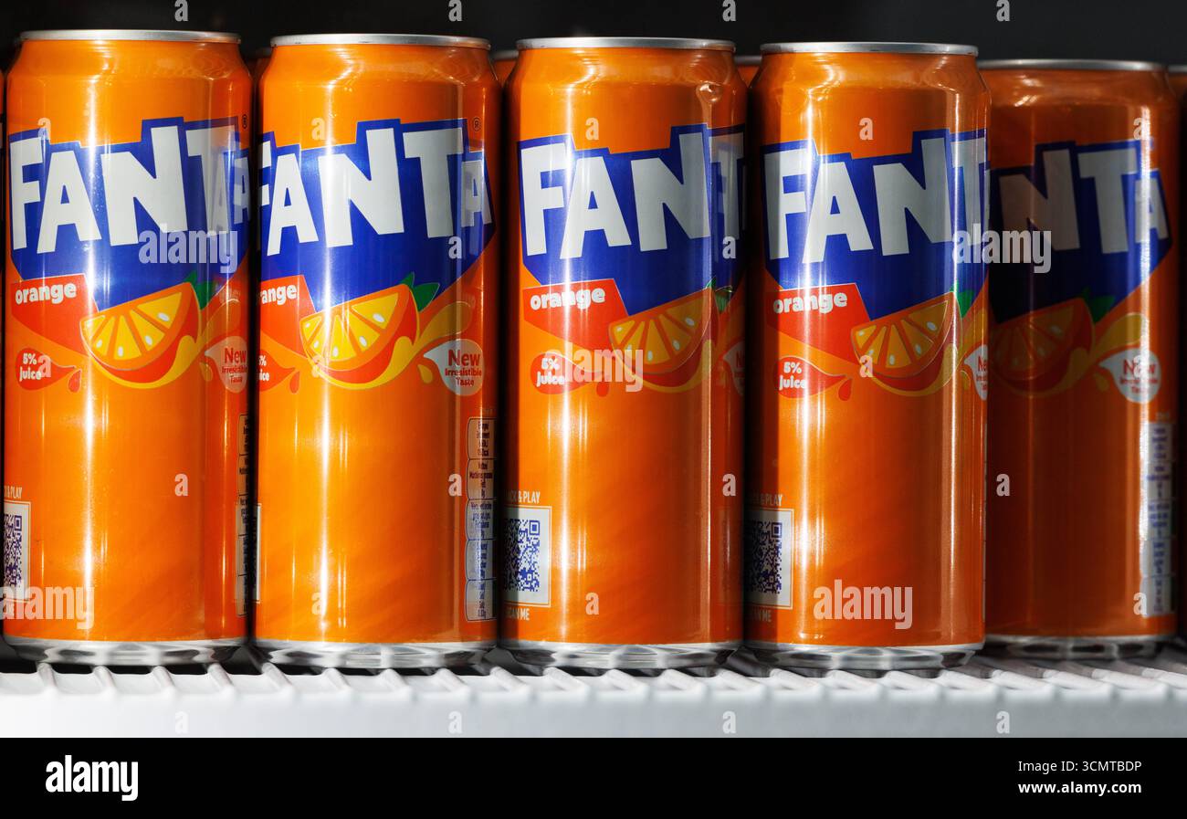 Illustration picture shows cans of Fanta Orange during the celebration ...