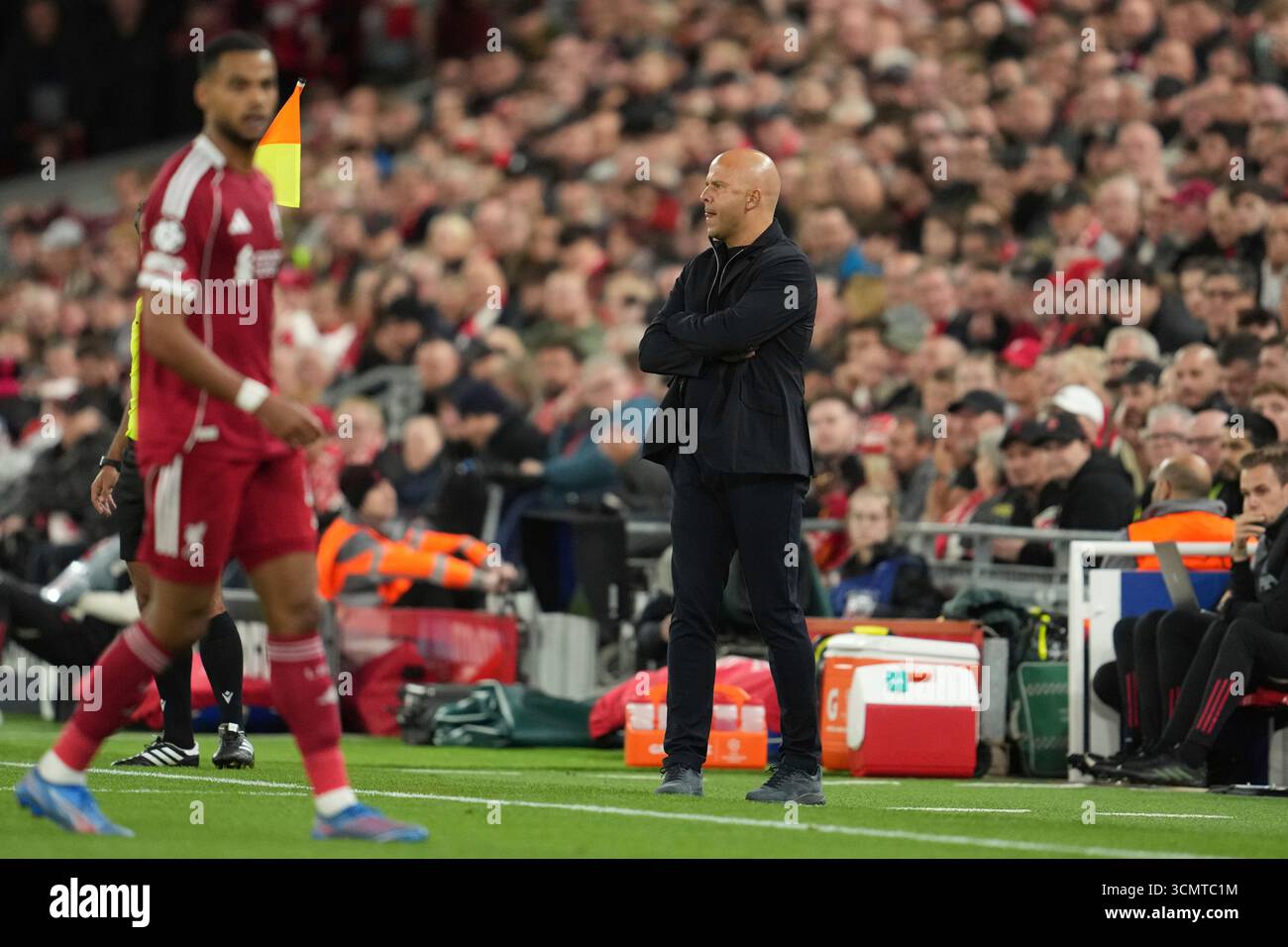 Liverpool's manager Arne Slot stands during the Champions League ...