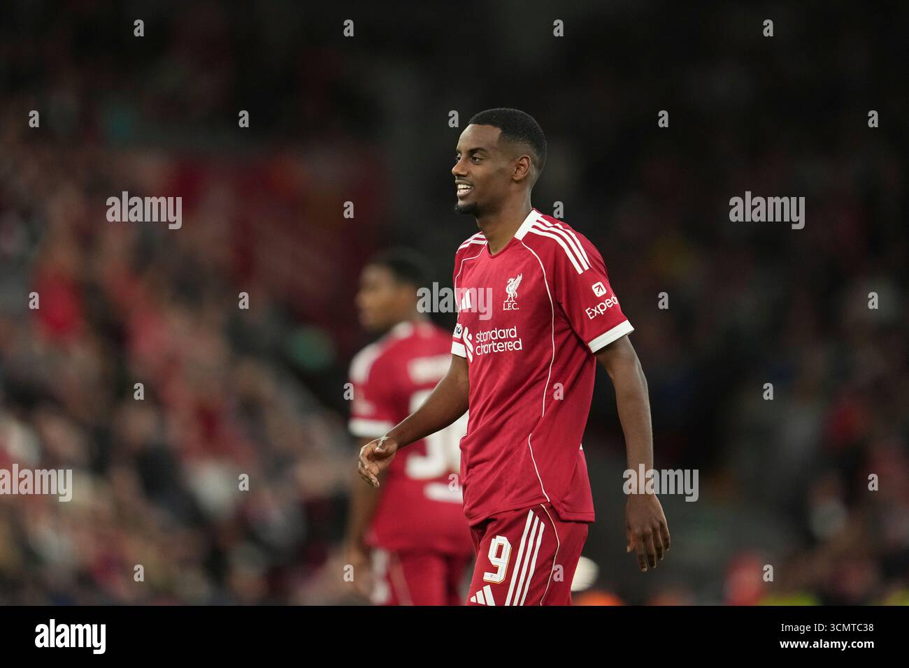 Liverpool's Alexander Isak walks during the Champions League opening ...
