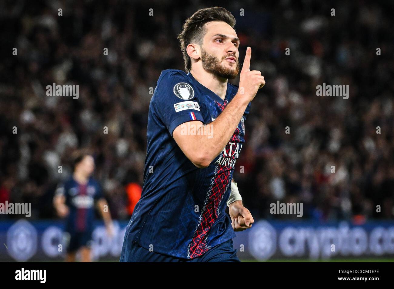 Khvicha KVARATSKHELIA of PSG celebrates his goal during the UEFA ...