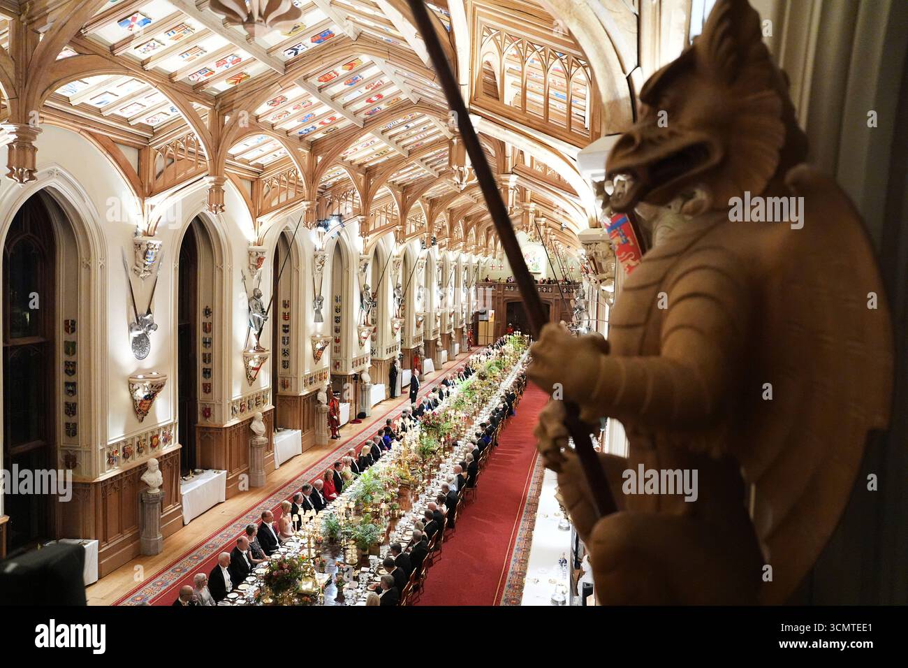Guests attend a State Banquet during a State visit of President Donald ...
