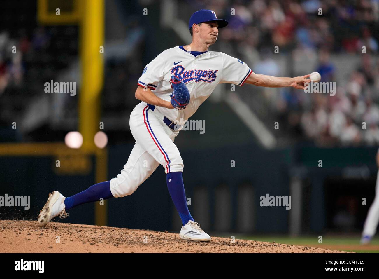 Texas Rangers relief pitcher Hoby Milner works against the Arizona ...
