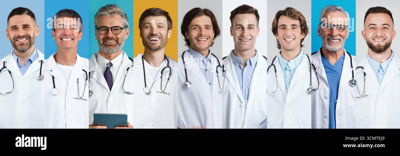 Collage of Diverse Doctors Smiling in Professional Attire Against ...