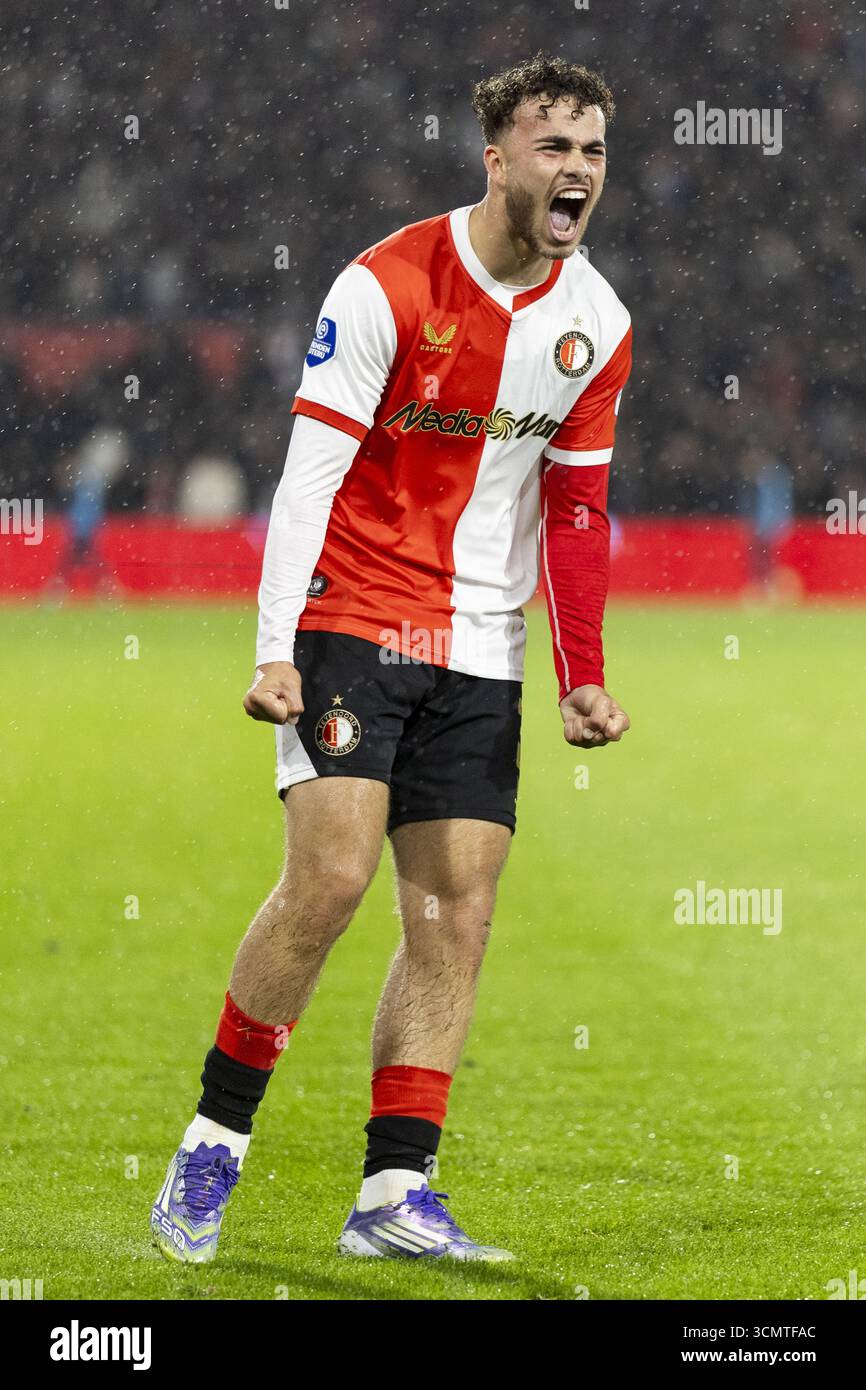 ROTTERDAM - Aymen Sliti (l) of Feyenoord celebrates his goal during the ...