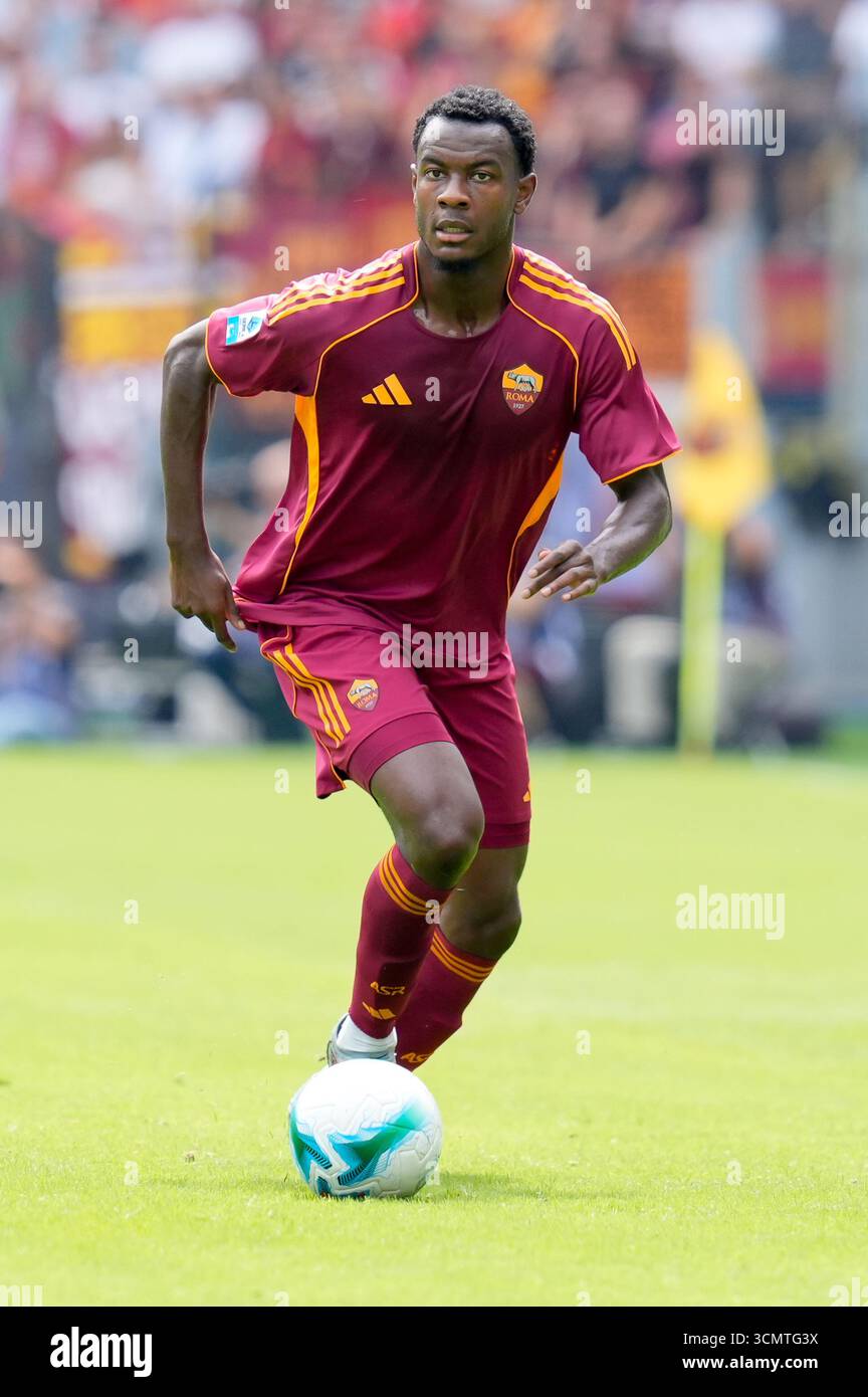 Evan Ndicka of AS Roma in action during the Serie A match between AS ...