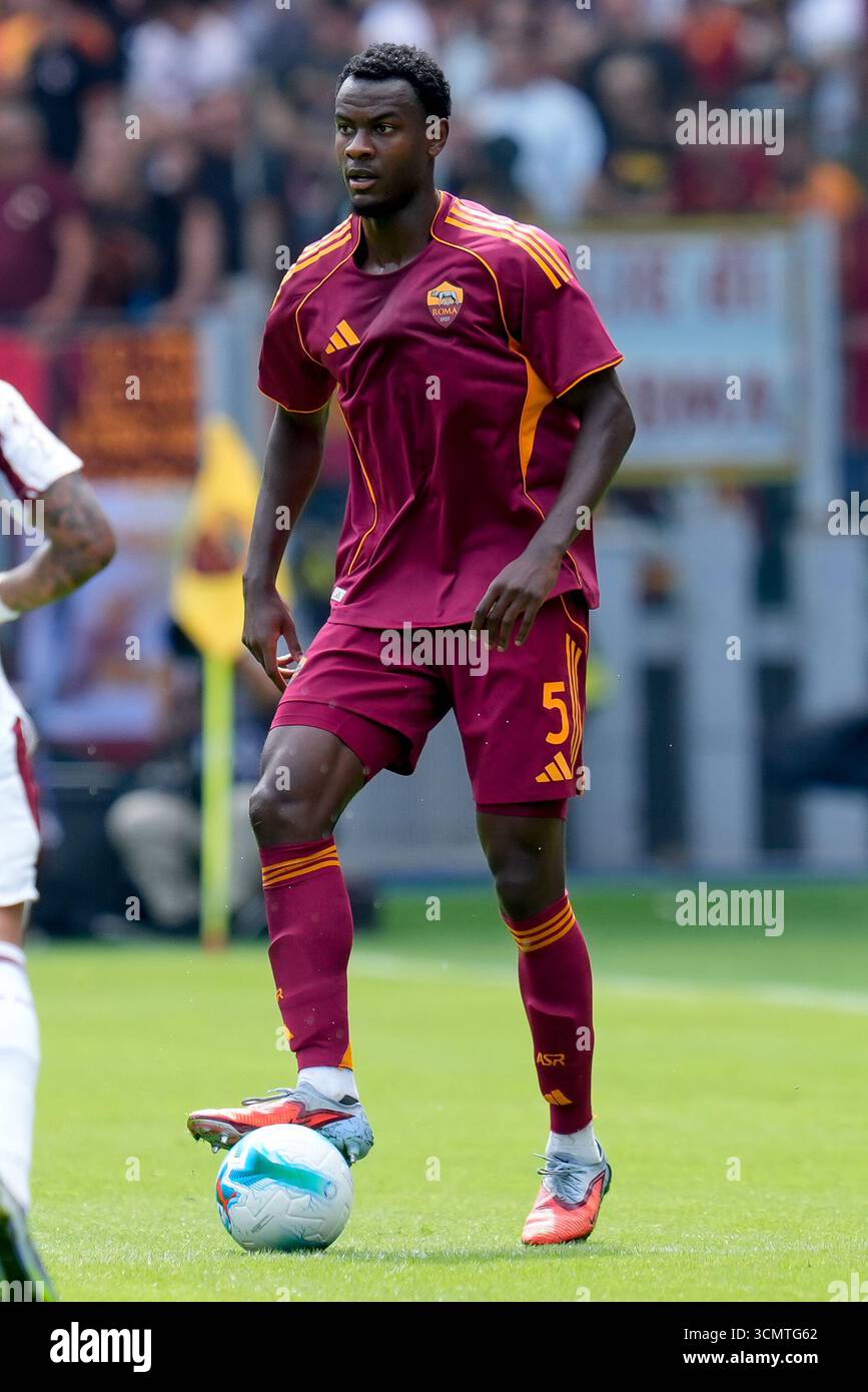 Evan Ndicka of AS Roma in action during the Serie A match between AS ...