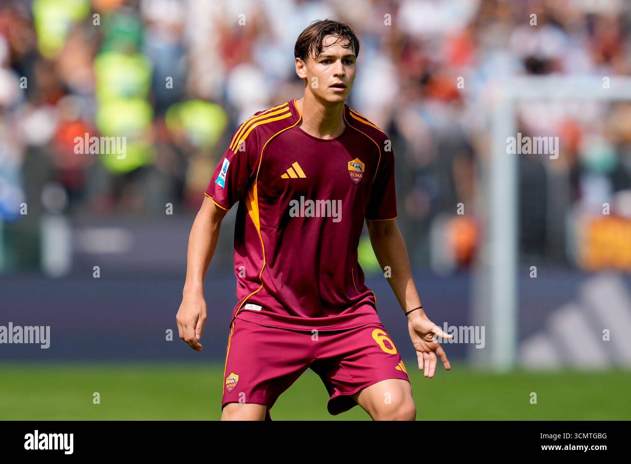 Niccolo' Pisilli of AS Roma looks on during the Serie A match between ...