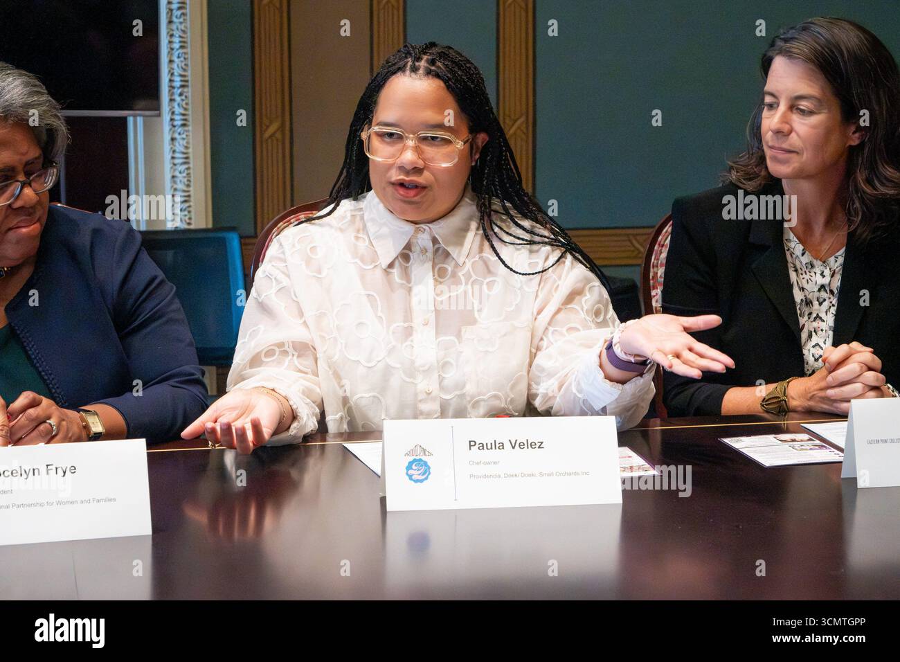 Chef Paola Velez speaks with members of congress during the MAPP Impact ...