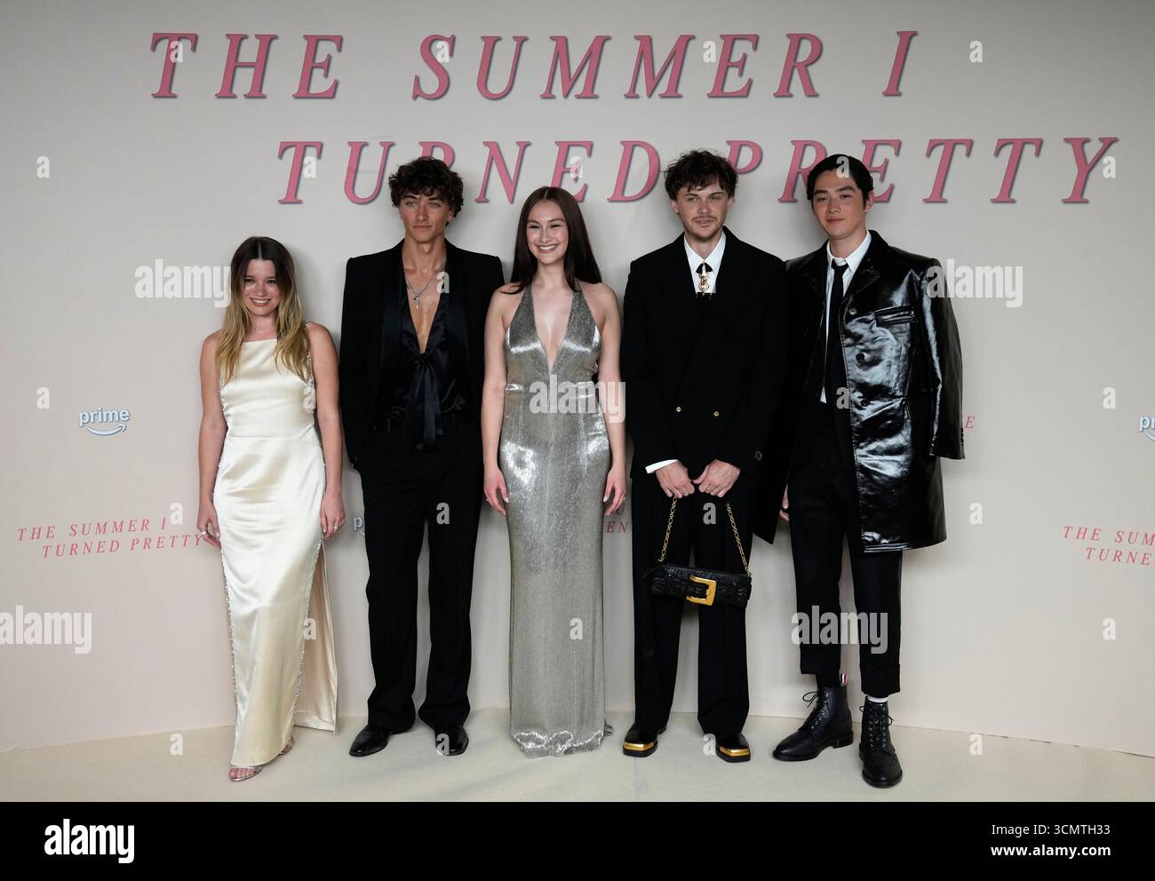 Rain Spencer, from left, Gavin Casalegno, Lola Tung, Christopher Briney and Sean Kaufman attend ...