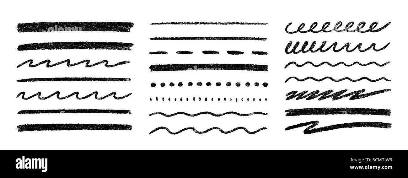 Pencil line chalk brush crayon underline scribble sketch vector doodle ...