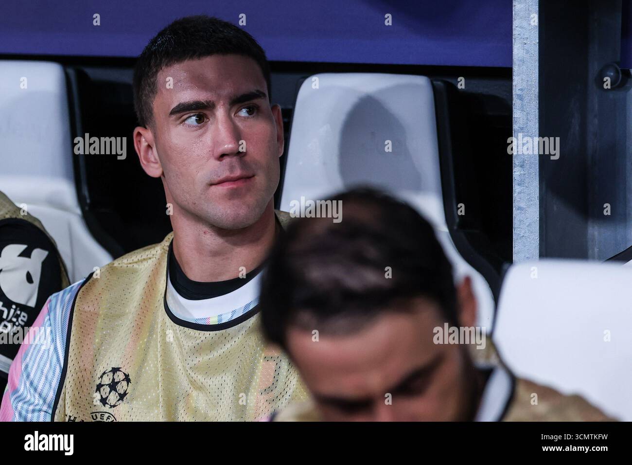 Dusan Vlahovic of Juventus FC looks on during UEFA Champions League ...