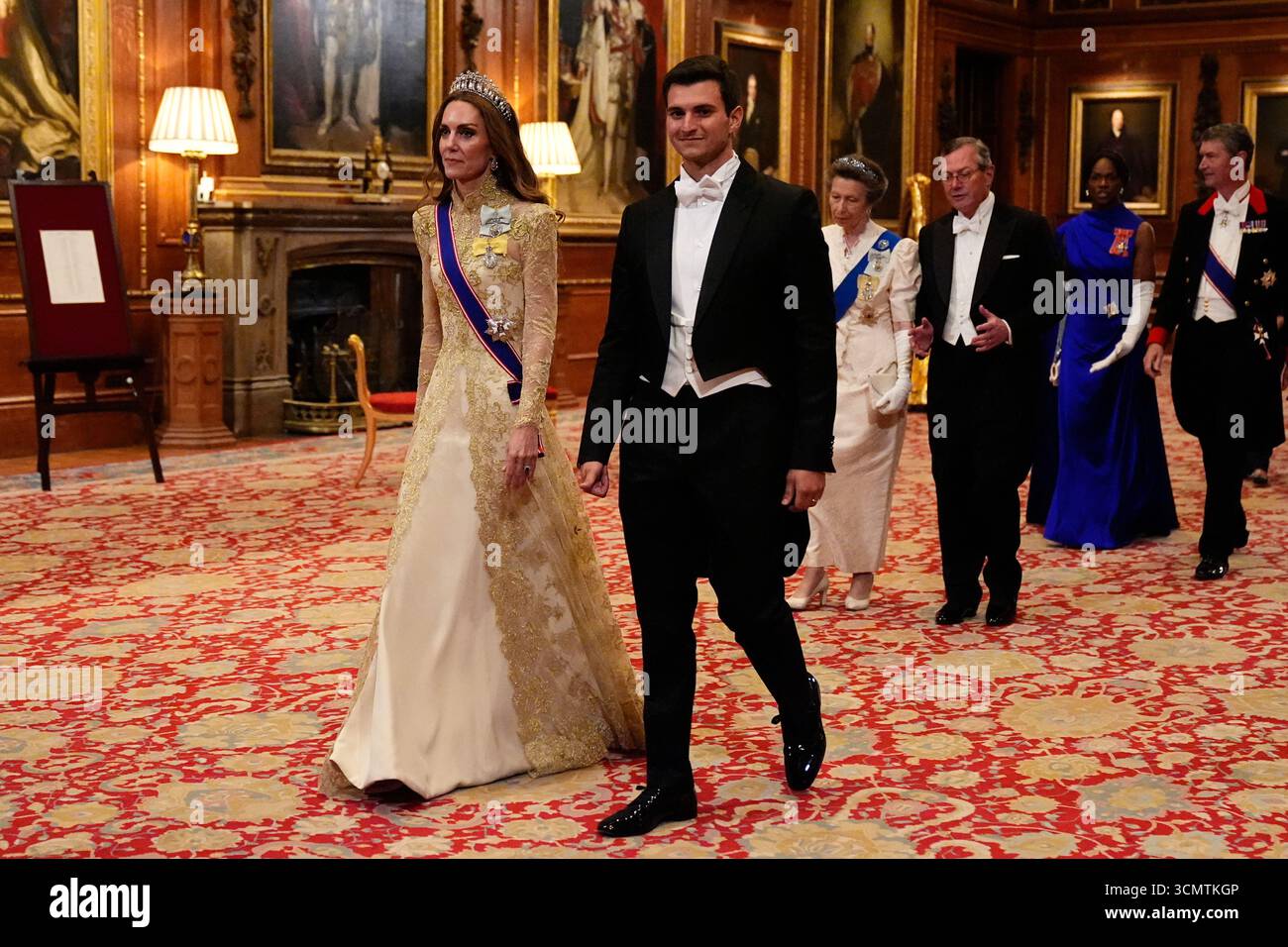 The Princess of Wales walks with Michael Boulos, at the state banquet ...