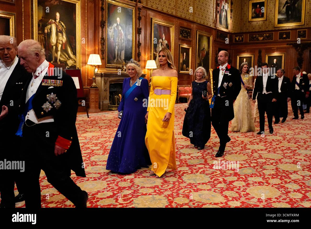 King Charles III and US President Donald Trump followed by Queen ...