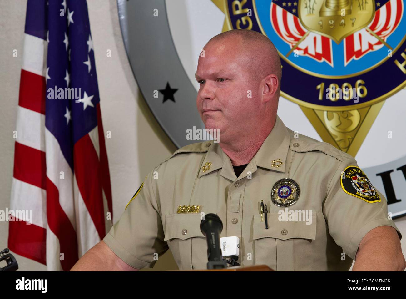 Nate Brooksby, Washington County Sheriff, speaks at a press conference ...