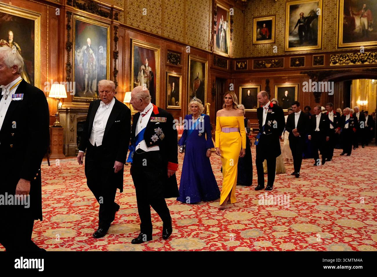 King Charles III and US President Donald Trump followed by Queen ...