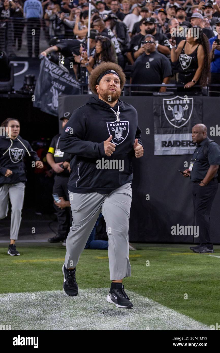 Las Vegas Raiders assistant offensive line coach Andy Dickerson enters ...
