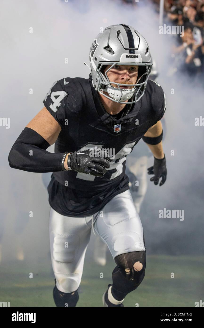 Las Vegas Raiders linebacker Tommy Eichenberg (44) enters the field ...