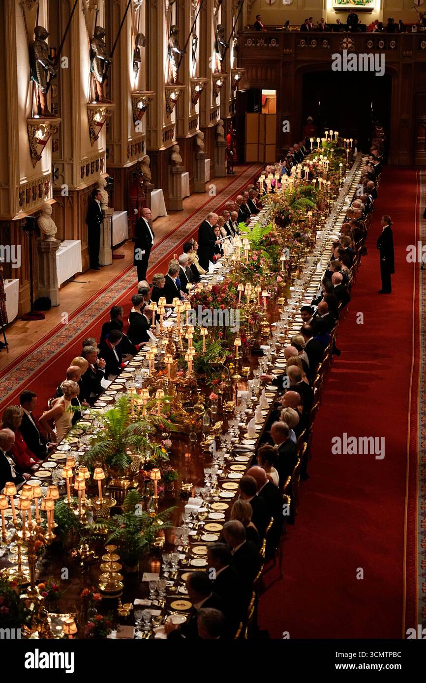 A view of guests during the state banquet at Windsor Castle, Berkshire ...