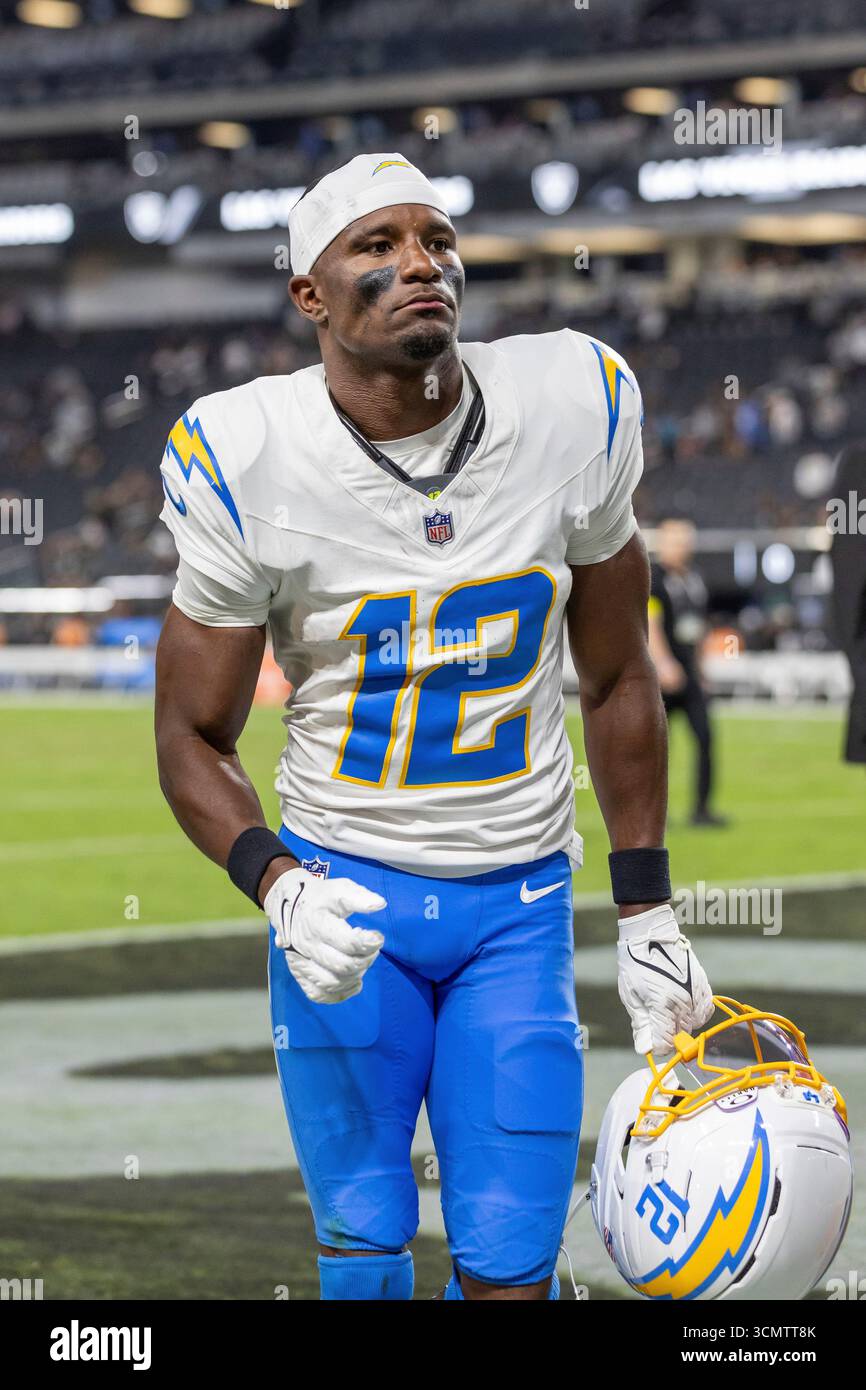 Los Angeles Chargers wide receiver Darius Davis (12) walks off the ...