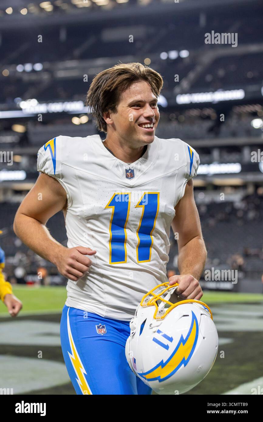 Los Angeles Chargers kicker Cameron Dicker (11) walks off the field ...