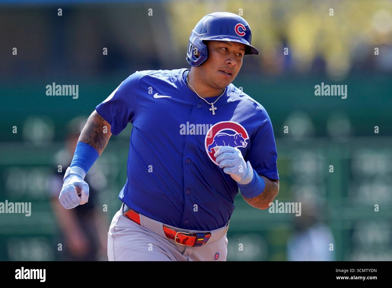 Chicago Cubs' Moises Ballesteros rounds the bases after hitting a home ...
