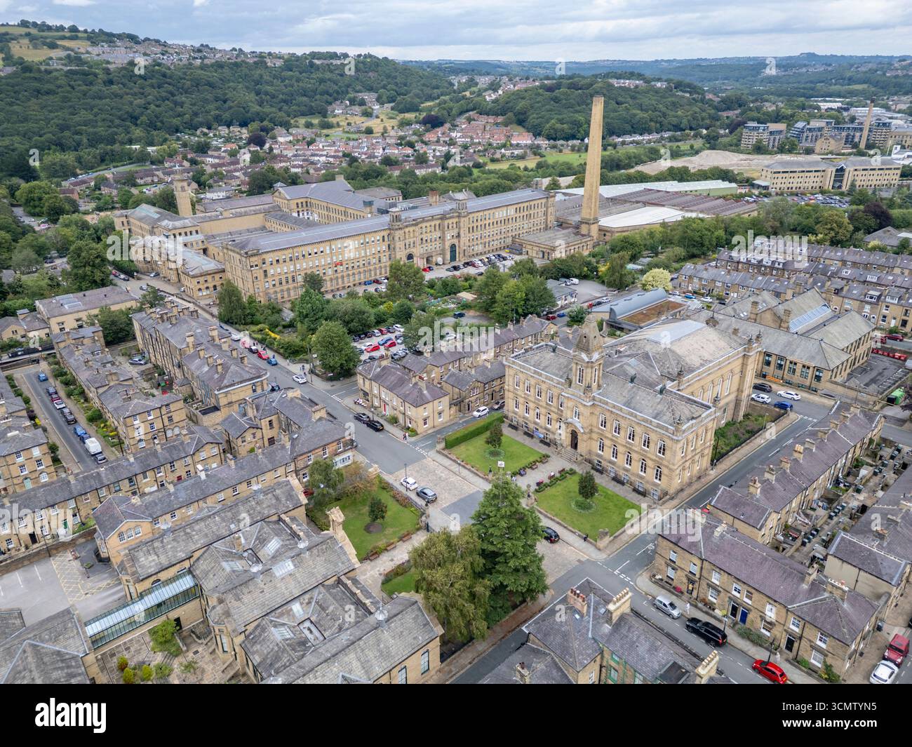 Aerial view of Victoria Hall in Saltaire, Shipley (BD18), West ...
