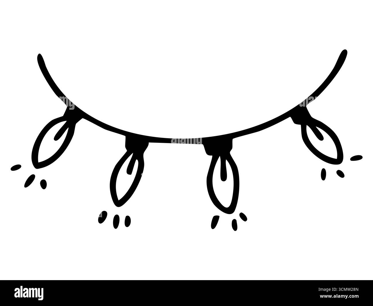 Christmas lights line art vector illustration on white background Stock ...