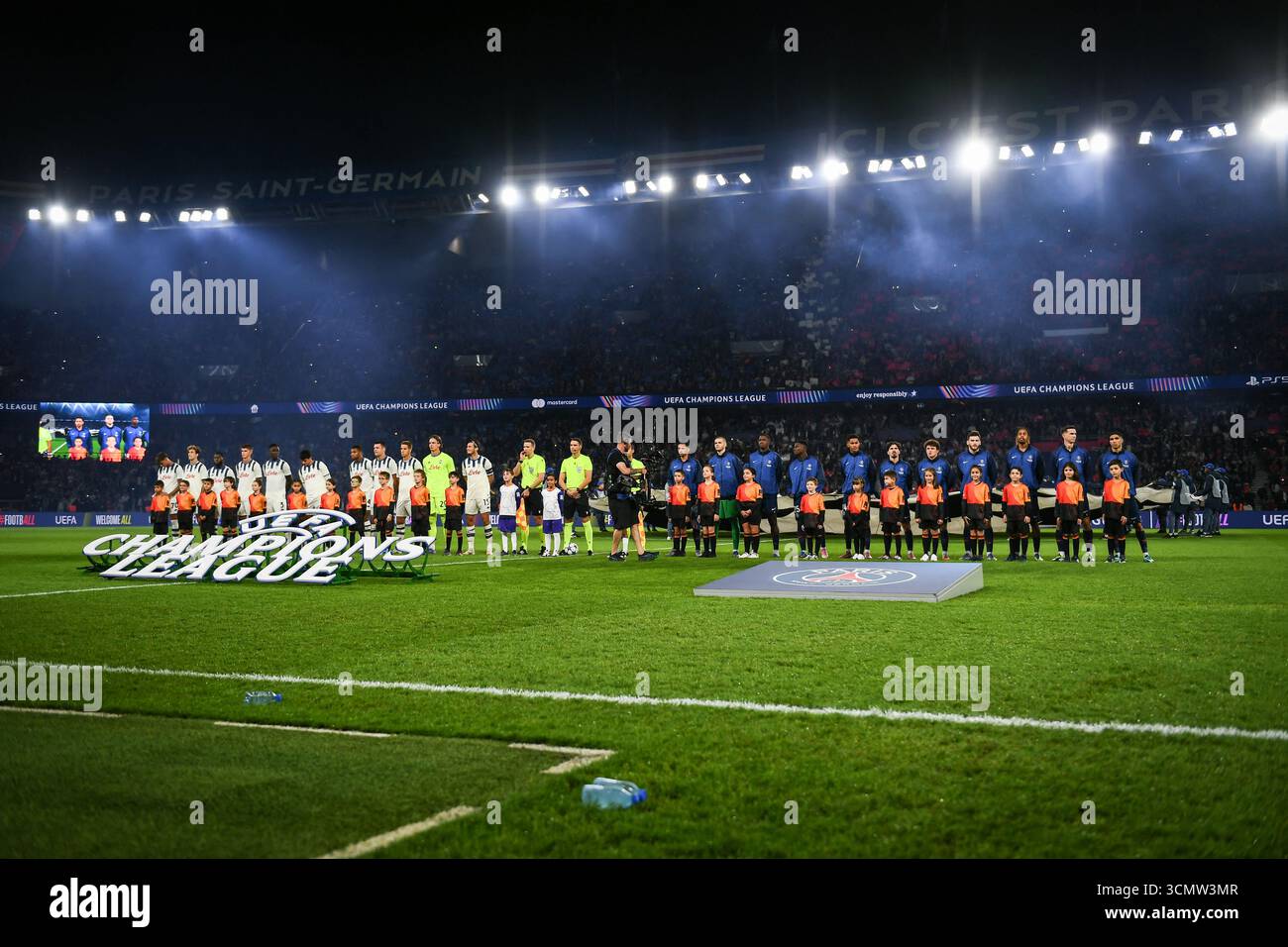 Teams line up before the UEFA Champions League football match between ...