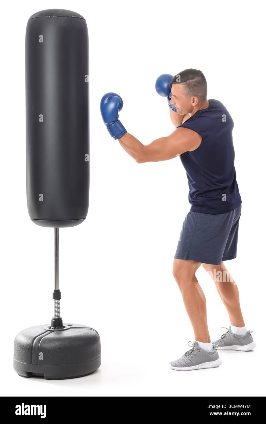 Male boxer punching boxing bag Cut Out Stock Images & Pictures - Alamy